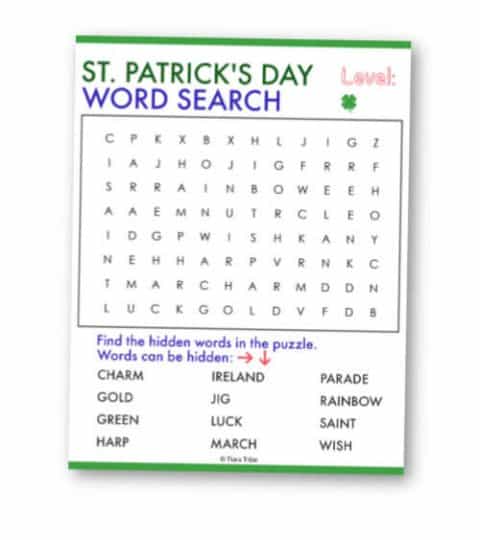 St. Patrick's Day word searches - Free printables from Easy to Difficult
